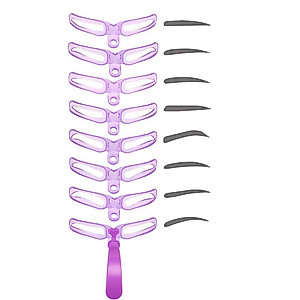 Eyebrow Stencil 8 Styles Eyebrow Template，GOMING DIY Grooming Eyebrow Shaping Kit，Washable Reusable Eyebrow Shaping Template with Handle and Strap