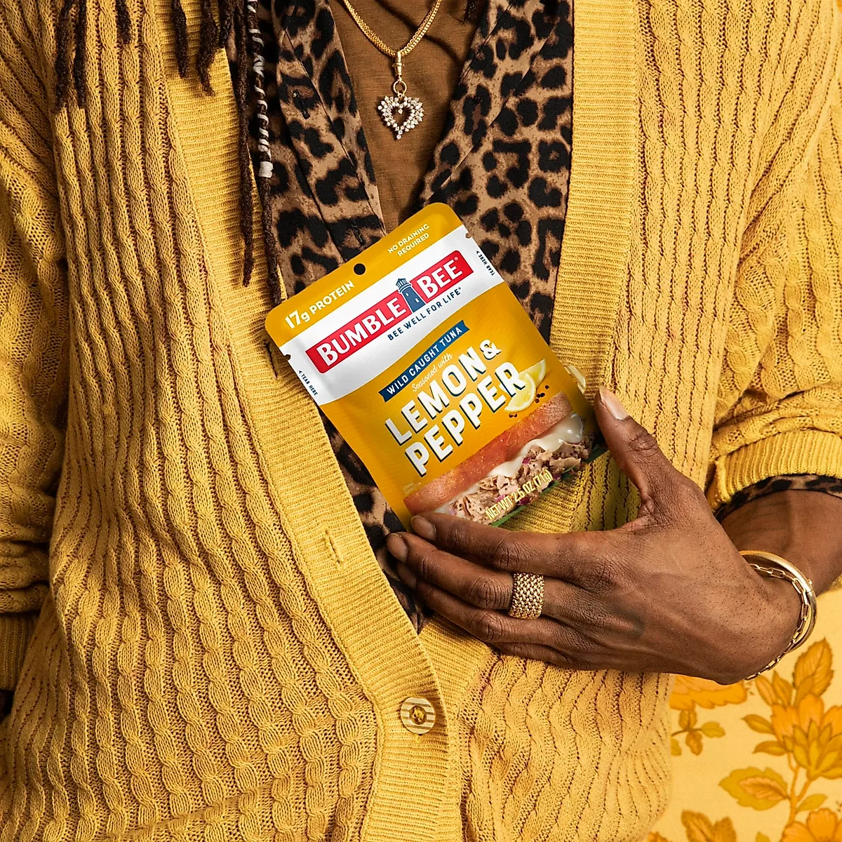 Bumble Bee Lemon & Pepper Seasoned Tuna, 2.5 oz Pouches (Pack of 12) - Ready to Eat - Wild Caught Tuna Packet - 17g Protein per Serving - Gluten Free