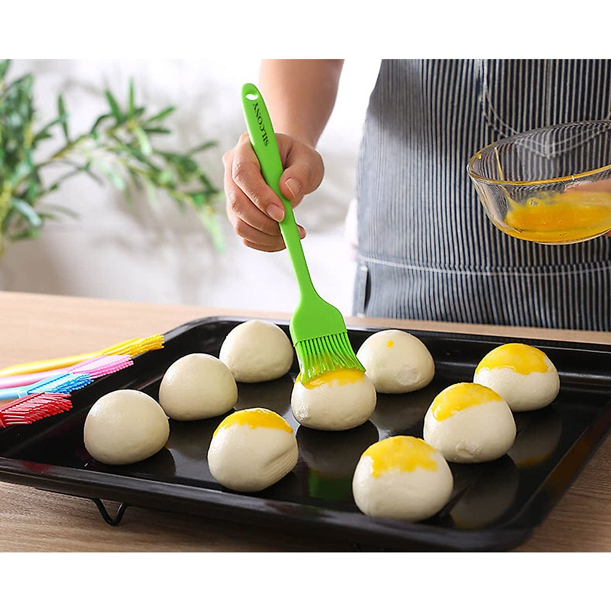 SILCONY 8.4" Silicone Basting Pastry Brush - Perfect for Oil Butter Spread, Marinades, Baste, BBQ, Grill, Cooking - BPA Free, Food Grade Material, Dishwasher Safe (3, 8.4 Inches)