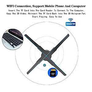 3D Hologram Fan,Hologram Fan Projector Screwless Led Lights with App and WiFi, Remote Control, and Bluetooth for Bar, Shop, Halloween, Christmas, (17.7 inches (WiFi+APP))