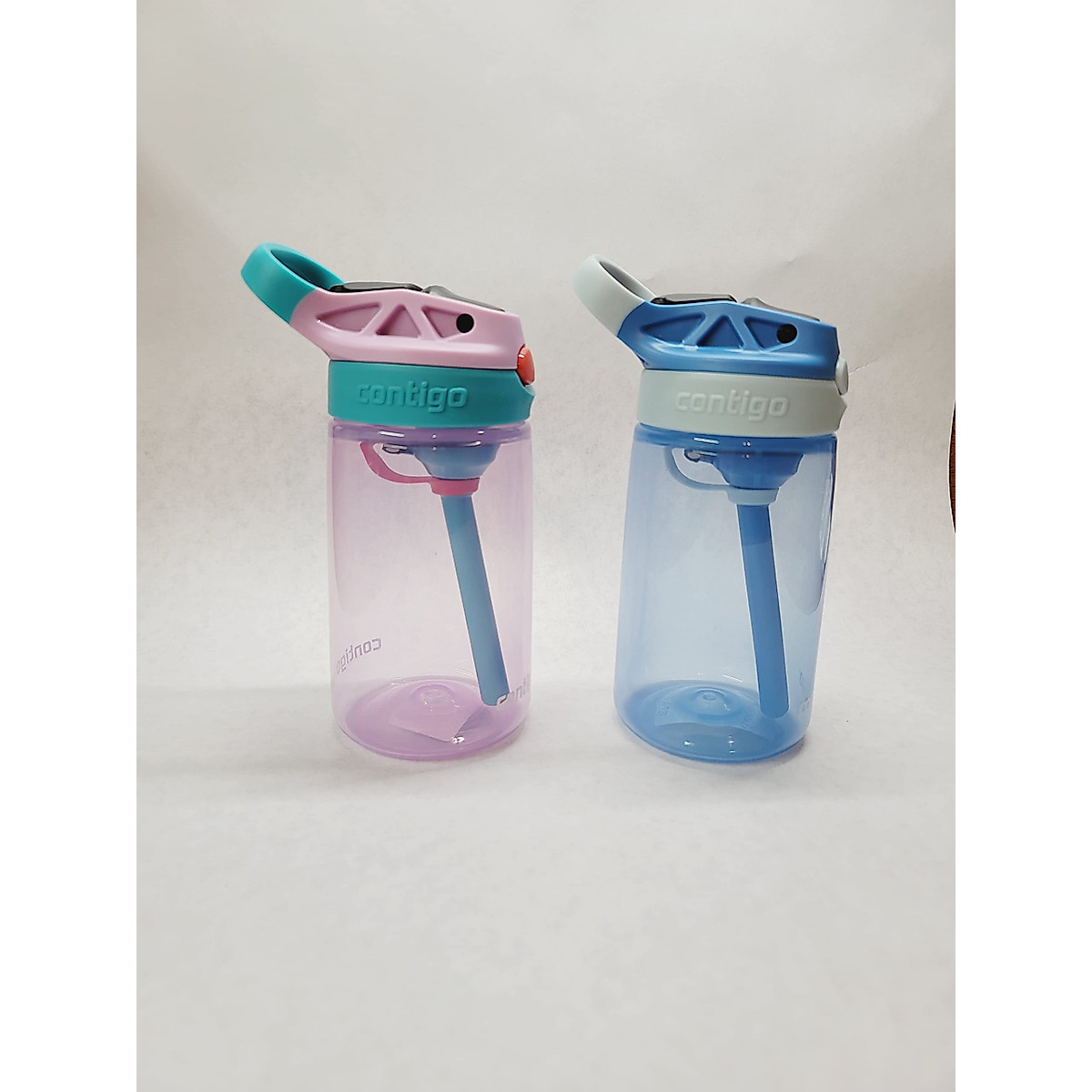 Contigo Kids Autospout Water Bottle, 2 Pack - Plastic, 14oz - Leak and Spill Proof Bottles, Ideal for Travel and Activities, Easy-Clean - Cotton Candy/Grape Sorbet