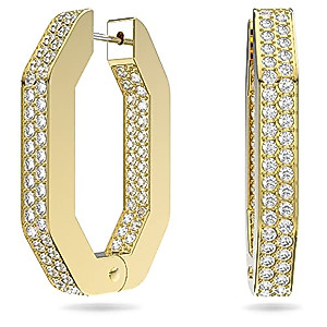 Swarovski Dextera Hoop Earrings with White Swarovski Crystals in Pavé on Rose Gold-Tone Plated Setting, Part of the Swarovski Dextera Collection