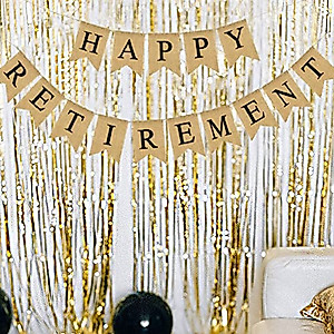 CROWNOS Happy Retirement Banner Burlap Women Men Retirement Banner for Retirement Party Decorations