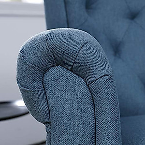 LOKATSE HOME Accent Chair Modern Club Armchair Indoor Furniture Comfy Upholstered Single Sofa for Living Room, Bedroom, Blue
