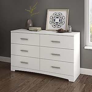 South Shore Gramercy 6-Drawer Double Dresser, 18.88"D x 51.12"W x 31.12"H, Pure White