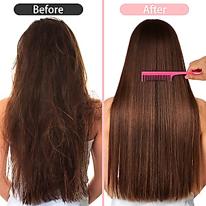 Leinuosen 3 Pcs Triple Teasing Comb Rat Tail Tool Tease Layers Pintail Comb for Women Back Root Teaser Adding Volume Structure Styling(Black and Red, Black and Blue, Pink and Black)