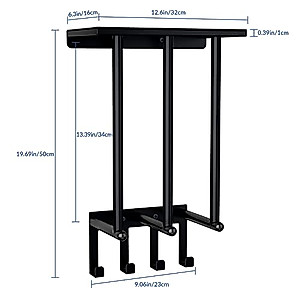 Bathroom Towel Rack with 4 Hooks - Wall Mount Towel Holder for Bathroom with Metal Shelf, Ideal Bathroom Storage Organizer and Decor（Black）