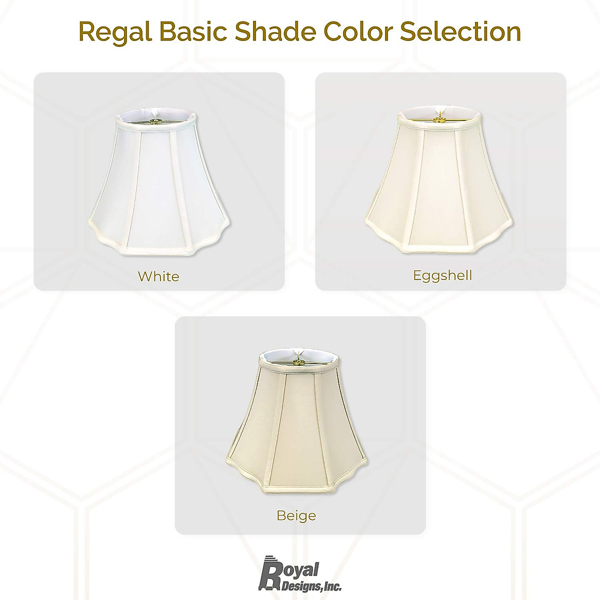 Royal Designs, Inc. BSO-701-16EG Flare Bottom Outside Corner Scallop Basic Lamp Shade, 9 x 16 x 12, Eggshell