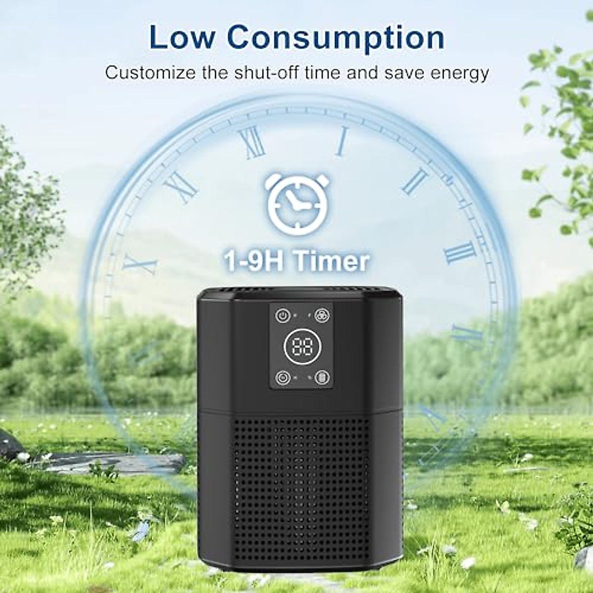 Air Purifiers for Bedroom Home, Air Purifier with True H13 HEPA Filter for Dander Pollen Odor, Small Desktop Air Purifier with 9 Timers for Office,Living Room, Bedroom,Kitchen, Black,1pack