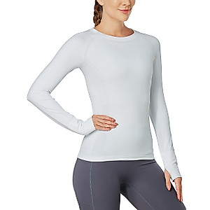 MathCat Seamless Workout Shirts for Women Long Sleeve Yoga Tops Sports Running Shirt Breathable Athletic Top Slim Fit