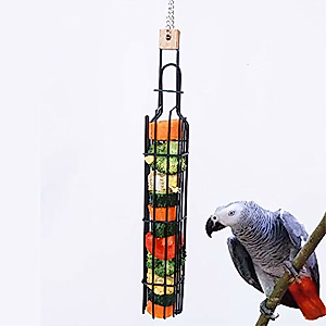 Bird Food Holder Parrot Feeders，Hanging Bird Foraging Toy Fruit Vegetable Storage Basket，Bird Treat Skewer Stick Holder，Small Animals Outside Feeding Tool Chews Toys for Parakeets Conures Cockatiels