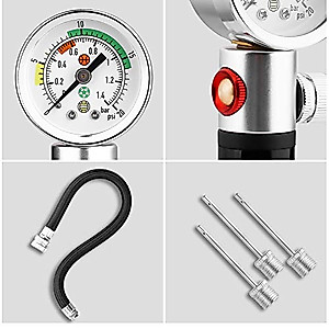 Ball Pump with Pressure Gauge, eBall Sports Ball Air Pump with Inflation Needles & Pressure Release Valve for Basketball, Football, Soccer Ball, Rugby, Volleyball and Other Inflatable Balls