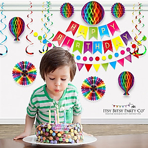 Premium Reusable Birthday Party Decorations - Birthday Decoration Set - Happy Birthday Banner, Honeycomb Decorations, Streamers, Paper Garland