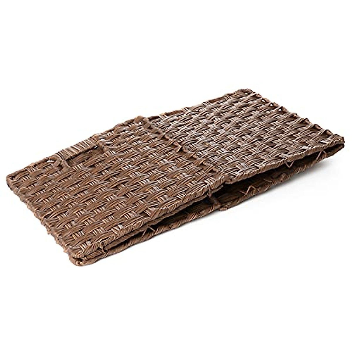 Foldable Synthetic Plastic Wicker Storage Basket with Iron Wire Frame By Blue Ridge Basket Company(Set of 4)