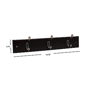 Home Basics Durable 3-Double-Hooks Wall Mounted Hanging Rack (Brown) | Place in Entry Way | Hanging in a Garage | Store Essentials Before You Leave The House