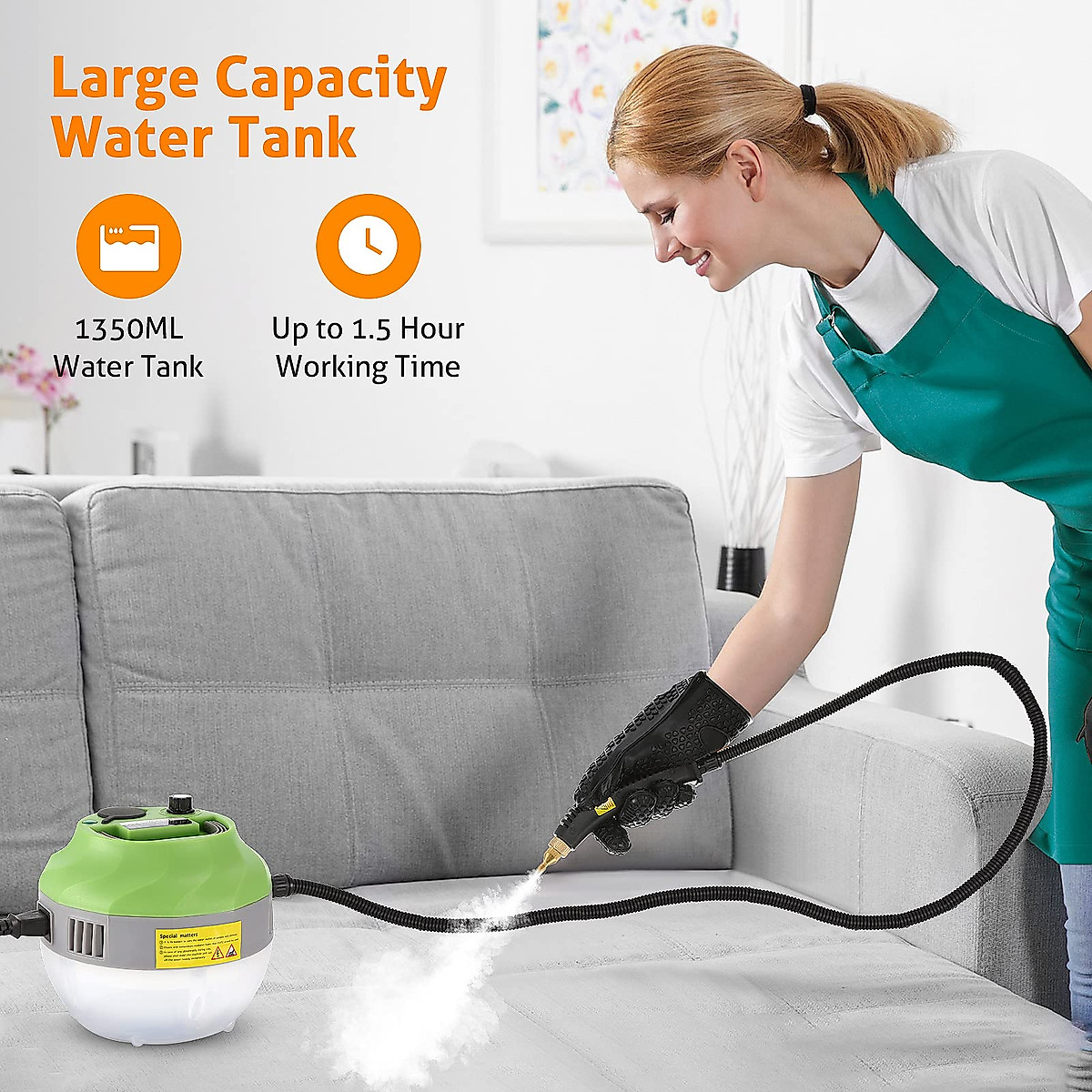 WICHEMI Steam Cleaner for Cleaning, 1800W High Pressure Steam Machine Handheld Steamer + 1800W Multipurpose High-Temp Floor Steam Mop Steam Cleaning Machine for Home Use Car Detailing