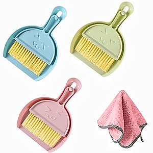 3 Packs of Mini Little Broom and Dustpan, Small Dustpan and Brush Set, Kids Dustpan and Broom Set for Cleaning Tables, Sofas, Cars, Keyboards, Kitchen Countertops.