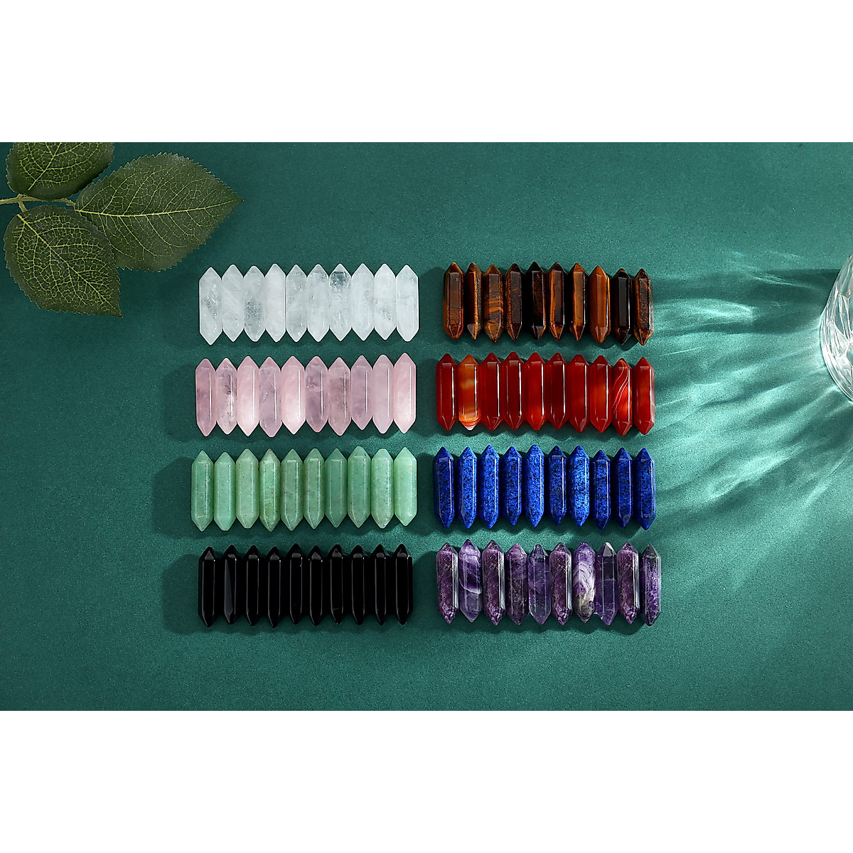 10 PCS Amethyst Crystals Set Wands Polished Healing Crystal Stones Bulk Natural Hexagonal Pointed Reiki Energy Balancing Meditation Therapy Wand Gift