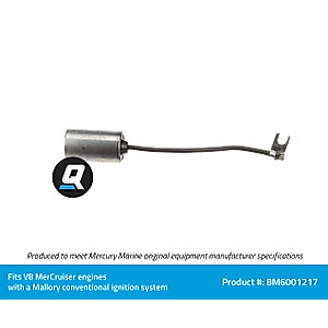 Quicksilver 8M6001217 Condenser for V-8 MerCruiser Engines Made by Ford or General Motors with Mallory Conventional Points Ignition System
