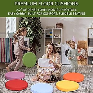 Round Floor Cushion Cover With Handle, Floor Cushions Replacement Cover for Kids, Floor Cushions Cove for Classroom, for Flexible Seating for Home, Daycare, Preschool, Classroom and Meditation, Round