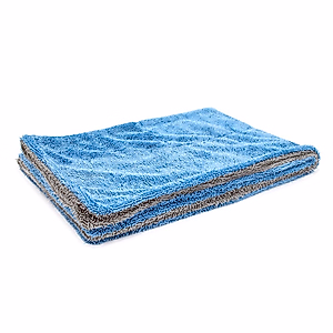 Autofiber Dreadnought Microfiber Towel, Superior Absorbency for Drying Cars, Trucks, and SUVs, Double-Twist Pile and One-Pass Vehicle-Drying Towel - Pack of 1 - Blue/Gray (20 inch x 30 inch)