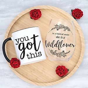 Celebrimo She Is A Wildflower Wine Glass as Mindfulness Meditation Gifts for Women - Thoughtful Bestfriend Gifts - Spiritual, Inspirational, Motivational Gifts for Women - Sister Wine Glass 15oz