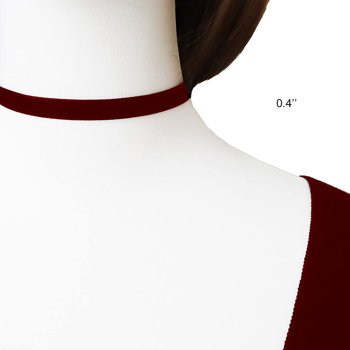 iuviwey Versatile Red Velvet Choker Set - 6-Piece Variety Pack of Adjustable Necklaces - Classic to Bold Widths for Every Style (Claret Red)