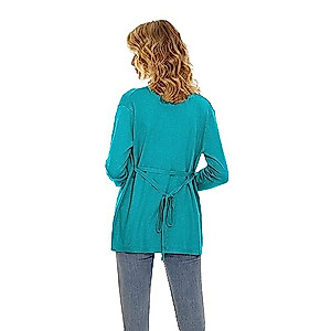 Satuun Women's Casual Open Front Lightweight Cardigan Long Sleeve Breathable Soft Drape Duster Indigo Blue