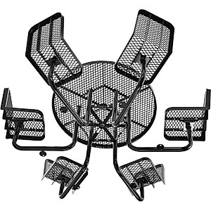 Global Industrial 46" Round Expanded Metal Carousel Picnic Table with 6 Seats, Black