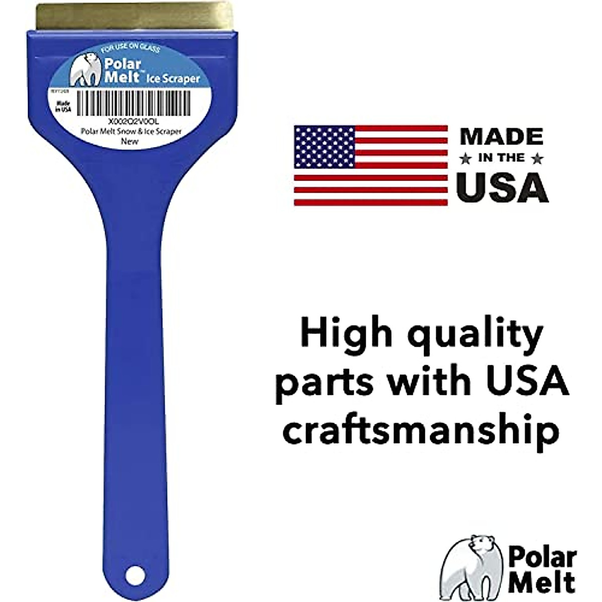 Polar Melt Ice and Snow Scraper with Brass Blade for Vehicle Windshields and Windows, 3 Pack