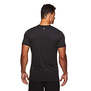 Gaiam Men's Everyday Basic Crew Neck T Shirt - Short Sleeve Yoga & Workout Top - Black Heather, Medium