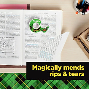 Scotch Magic Tape, 3 Dispensered Rolls, Numerous Applications, Invisible, Clear Tape Engineered for Repairing, 3/4 x 300 Inches