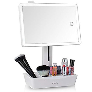 Fancii LED Lighted Large Vanity Makeup Mirror with 10X Magnifying Mirror - Dimmable Natural Light, Touch Screen, Dual Power, Adjustable Stand with Cosmetic Organizer - Gala