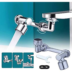 New Rotating 1080° Robotic Arm Faucet -【Universal Model】Splash Filter Faucet, Large Angle Rotating Robotic Arm Water Nozzle Faucet Adaptor w/ 2 Water Outlet Modes, Faucet Extender for Face Wash (1)
