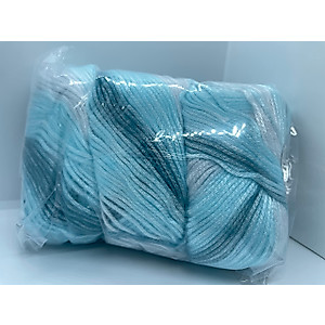 Ice Yarns Picasso 3 Pack - Sea Foam - Pale Aqua, Blues, White Fuzzy with Subtle Sheen Worsted Weight, 3x125 Yards (3x115meters) 3x1.76 Ounces (3x50 Grams)