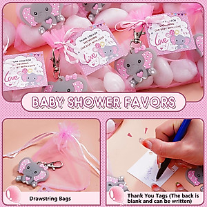 HozHoy 40 Sets Baby Shower Favors for Girls, Guests Gifts Including Elephant Keychains Decorations, Drawstring Bags, Thank You Cards for Baby Shower Party