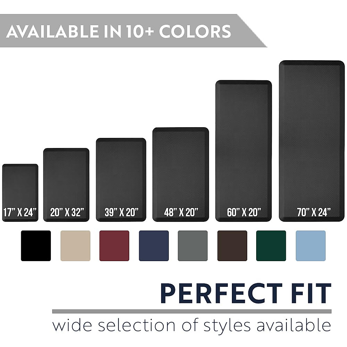 KANGAROO Thick Ergonomic Anti Fatigue Mats for Kitchen Floor, Cushioned Standing Office Desk Mat, Waterproof Scratch Resistant Topside, Supportive All Day Comfort Padded Foam Rugs, 17x24, Black