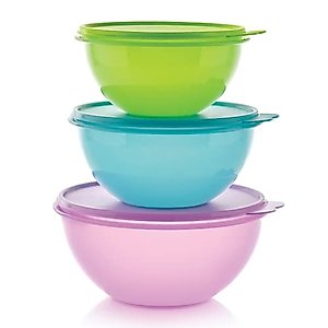 Tupperware Brand Wonderlier Bowl Set - 3 Containers to Prep, Store & Serve Meals + Lids - Dishwasher Safe - BPA Free