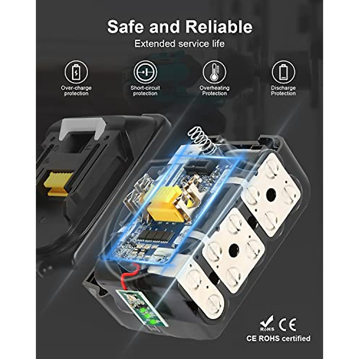 Aoasur 6.0Ah Replacement for Makita 18V Battery 2Packs,Compatible with Makita Battery18V