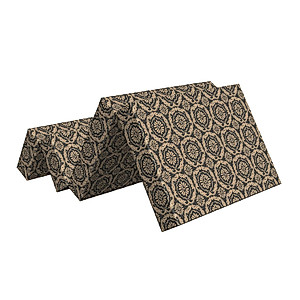 Ambesonne Classical Foldable Mattress, Floral Leafy Damask, 74.8" x 35.4", Tan Sepia