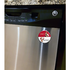 Aloha Girls Gifts Big 3.5” Dirty Clean Dishwasher Magnet Ends Common Kitchen Problem. Adheres to Any Surface. Red and White.