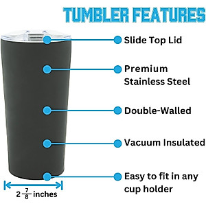 Decorvo Arizona State Sun Devils Tumbler - Black Double Walled Insulated Travel Thermos with Slide Lid - 18 oz