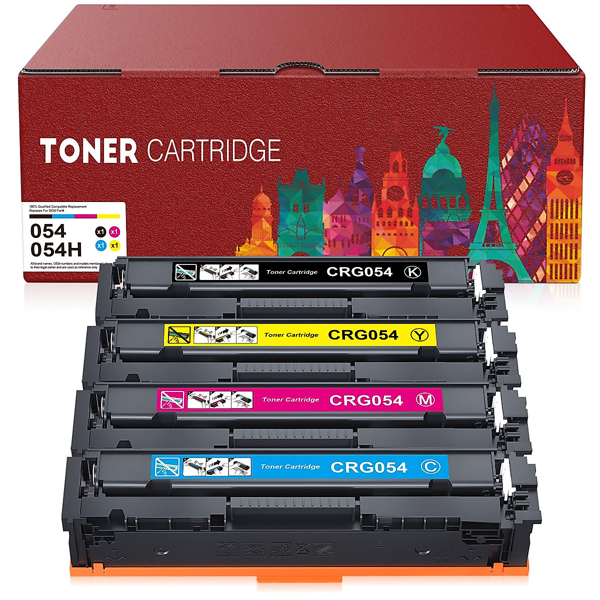 Toner Kingdom Compatible Toner Cartridge Replacement for Canon Cartridge 054 Set 054H for Canon MF641CW Color ImageClass MF644Cdw MF642Cdw LBP622Cdw - (Black, Cyan, Magenta, Yellow)