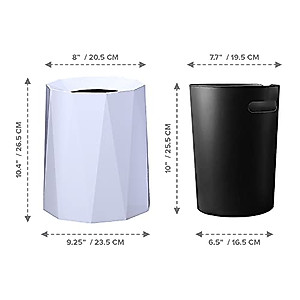 Luxurious Nordic Trash Can - Open Top Geometric Garbage Can - Double Barrel Trash Bin - Waste Basket w/Removable Plastic Bin - Living Room, Bedroom, Bathroom Trash Can - 8L/2.1Gal Garbage Bin, White
