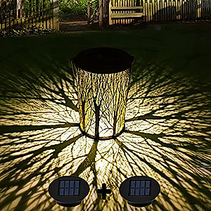 Solar Garden Lights, Kwaiffeo Solar Lanterns for Garden Patio Decor, Retro Solar Table Lights with 2 Solar Top Panels, Birthday Gifts for Women, Gifts for Mom Grandma, 1 Pack