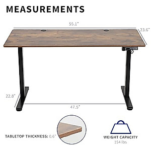 VIVO Electric 55 x 24 inch Stand Up Desk, Height Adjustable Standing Home & Office Workstation with Memory Controller, Rustic Vintage Brown Top, Black Frame, DESK-E155TN