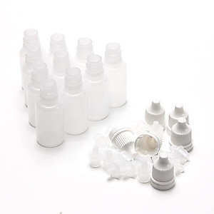Othmro 30Pcs 0.34oz/10ml White Translucent Plastic Portable Liquid Dropper Bottles Empty Squeezable Eye Liquid Dropper Bottles Containers with Caps