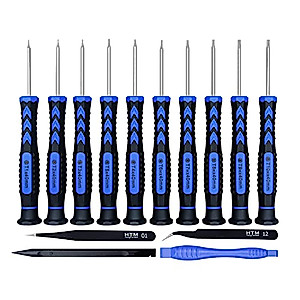 HengTianMei 14 in 1 Torx Screwdriver Set with T1 T2 T3 T4 T5 T6 T7 T8 T9 T10 Security Torx Bit & ESD Tweezers, Magnetic Screwdrivers Precision Repair Kit for Xbox, PS4,Macbook, Computer
