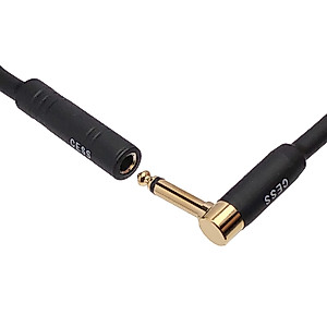 CESS-090 Low-Noise Right Angle 1/4 TS Male to Female Guitar Extension Cable, 2 Pack