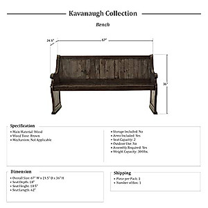 Lexicon Kavanaugh 67" Dining Bench, Brown